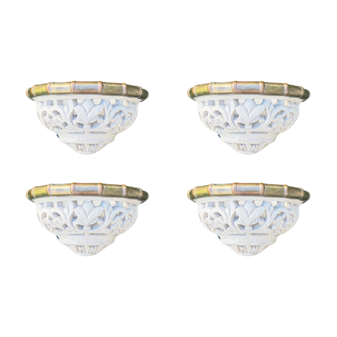 SET OF 4 VINTAGE MIZNER STYLE STONE WALL SCONCES